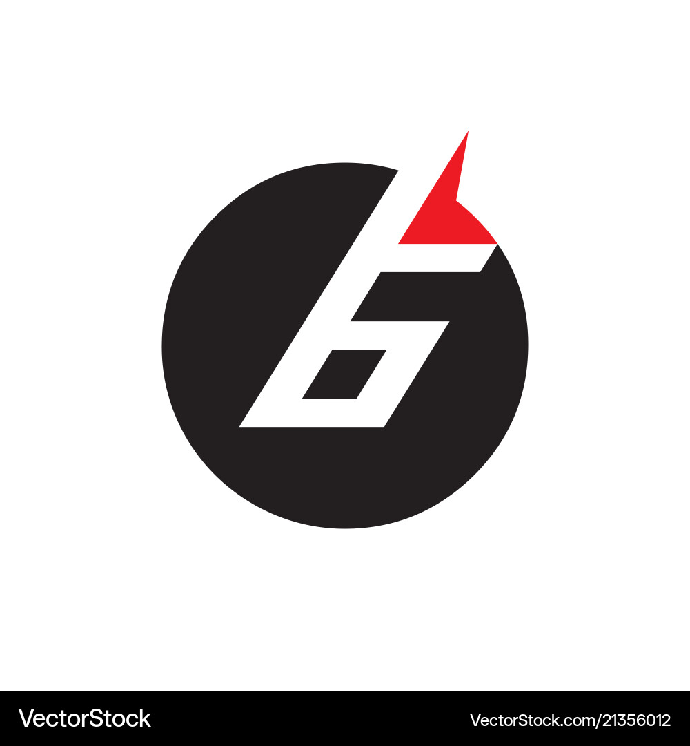 Number 6 sign Royalty Free Vector Image - VectorStock