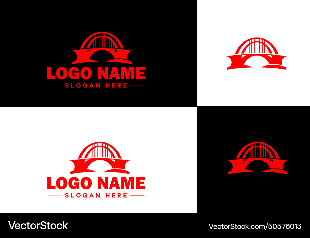 Bridge construction building logo icon Royalty Free Vector