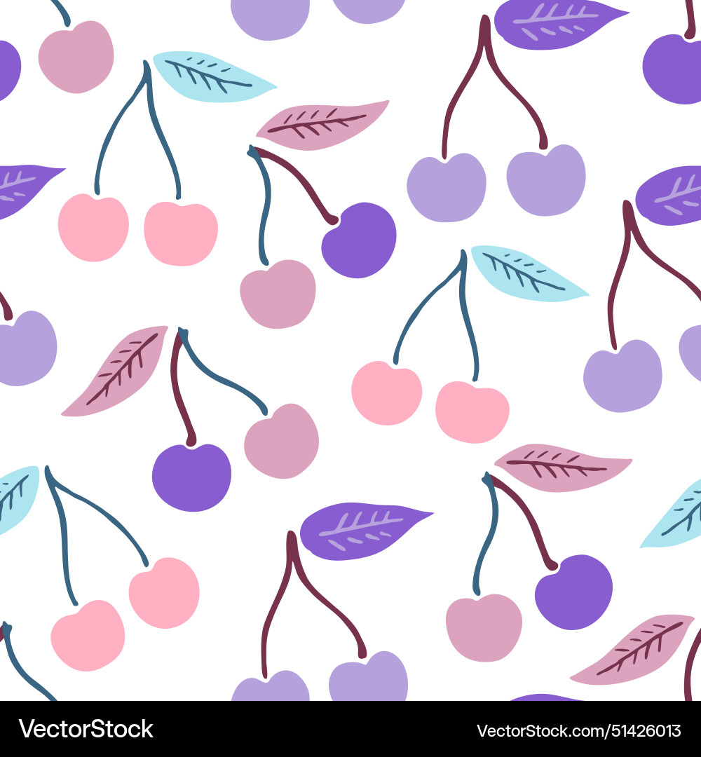 Cute seamless pattern with simple cherry elements Vector Image