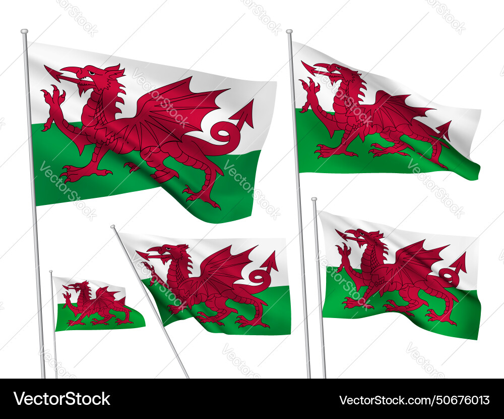 Flags of wales Royalty Free Vector Image - VectorStock