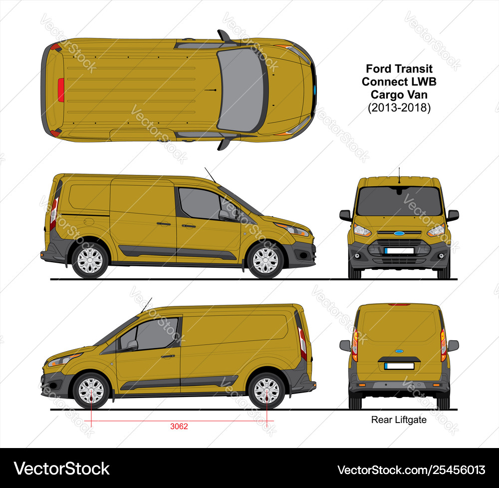 Ford transit connect lwb cargo 5 doors 2013-2018 Vector Image