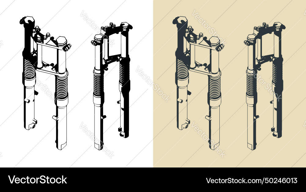 Front steering fork with hydraulic suspension Vector Image