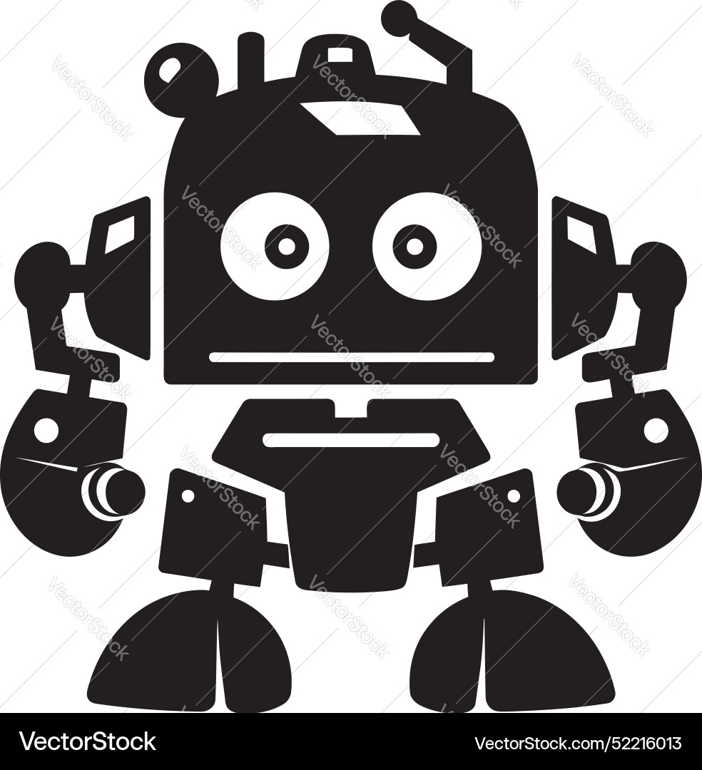 Little warrior cute tiny combat bot icon tiny Vector Image