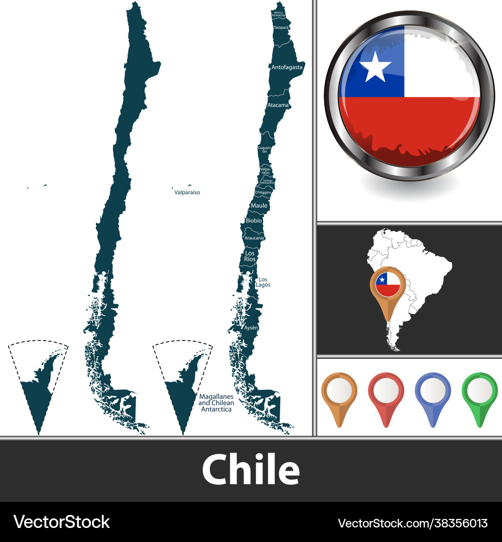 Map chile Royalty Free Vector Image - VectorStock
