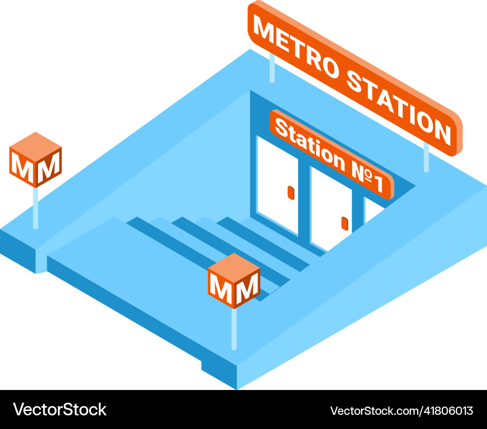 Metro station entrance composition Royalty Free Vector Image