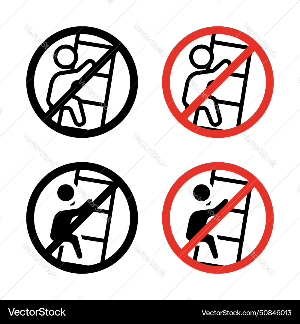 No climbing allowed sign icon set safety prohibit Vector Image