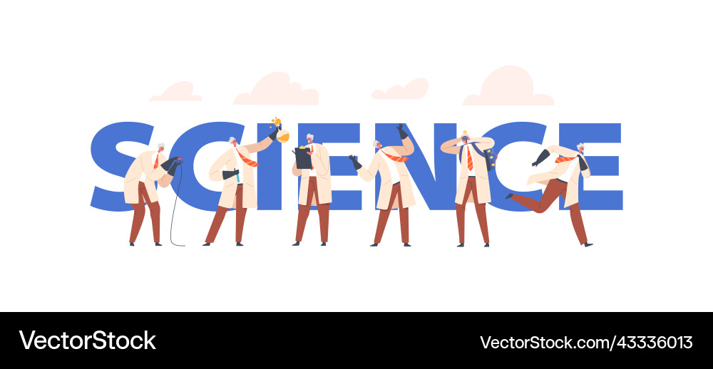 Science concept poster crazy professor wear lab Vector Image
