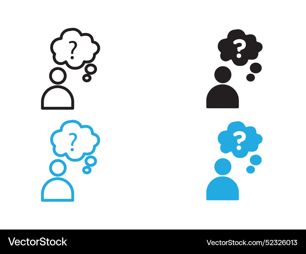 Thinking icon black and white outline sign Vector Image