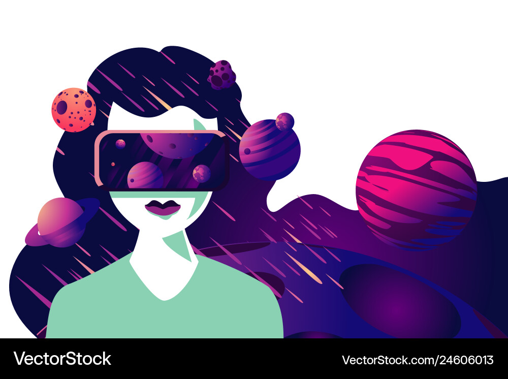 VR Mask in Cyber Space Royalty Free Vector Image