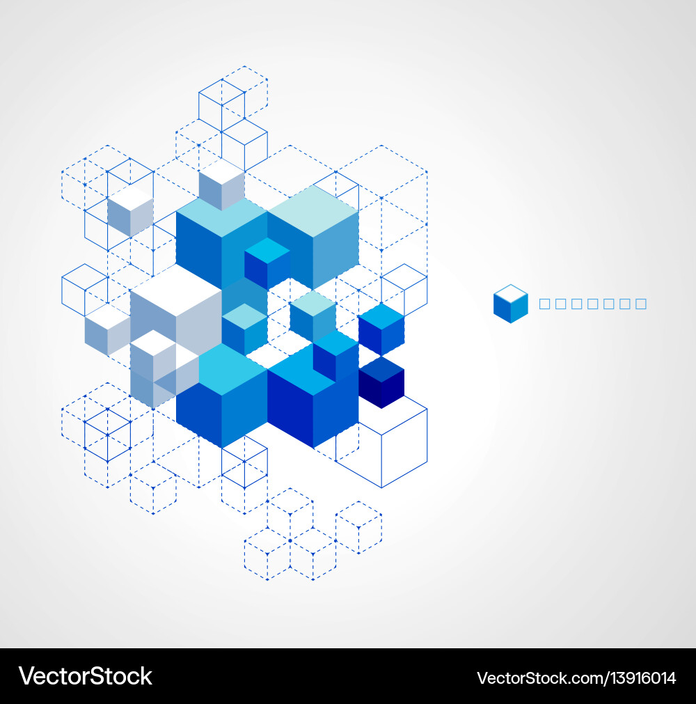 Abstract blue cubes background Royalty Free Vector Image