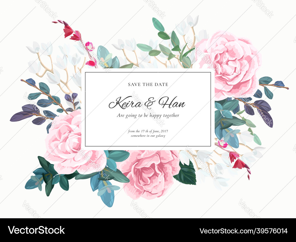 Botanical wedding invitation design with pale Vector Image