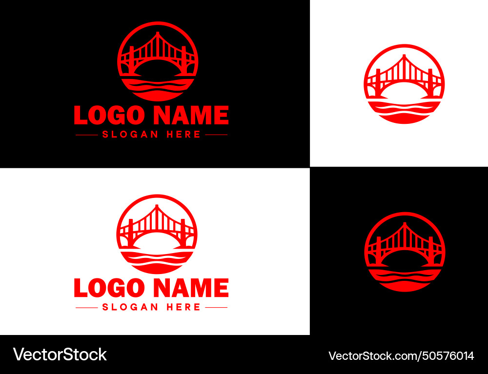 Bridge construction building logo icon Royalty Free Vector