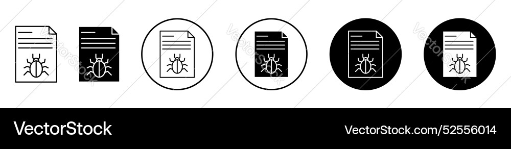 Bug report icon set on white background Royalty Free Vector