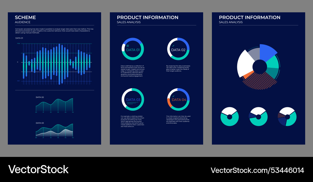 Coverage audience data charts in color Royalty Free Vector