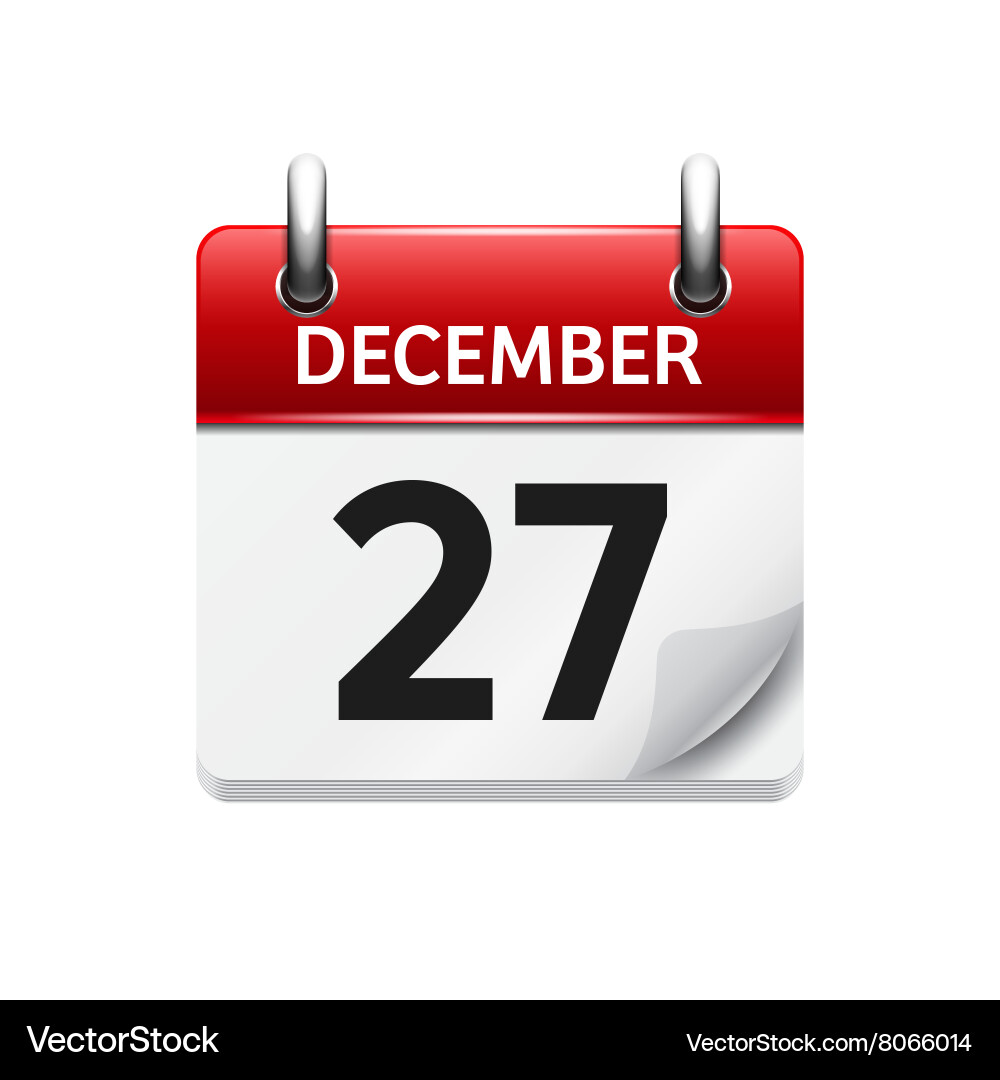 December 27 flat daily calendar icon Royalty Free Vector