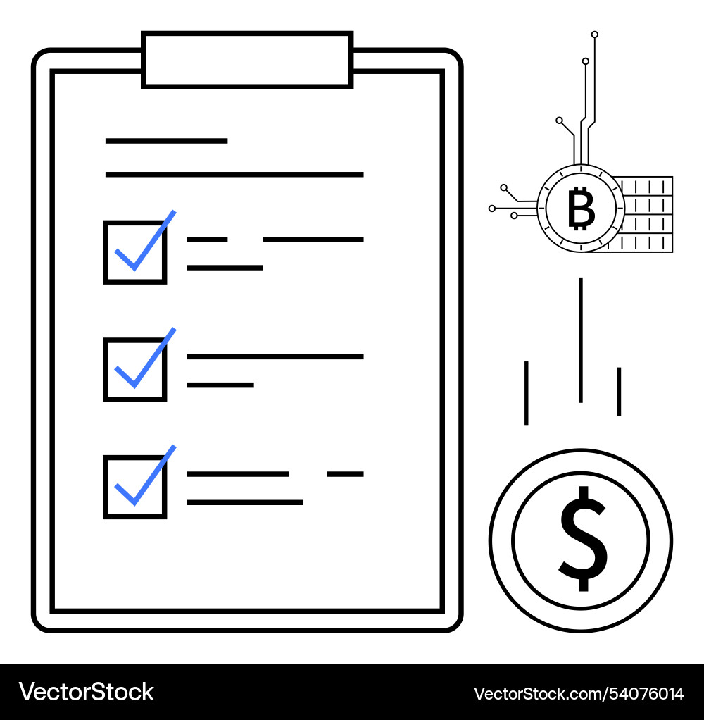 Digital currency checklist for financial Vector Image