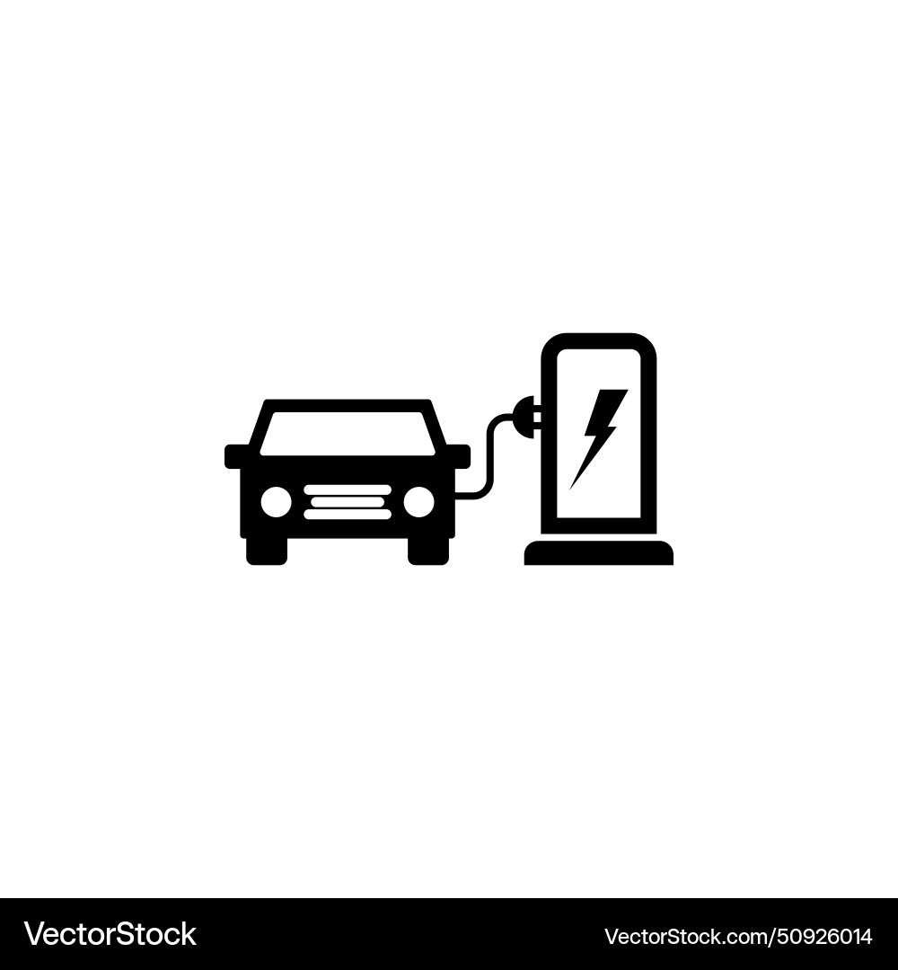 Electric car charging station flat icon Royalty Free Vector
