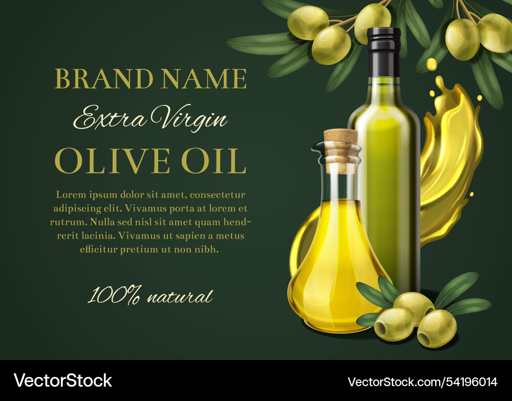 Extra virgin olive oil advertising background Vector Image