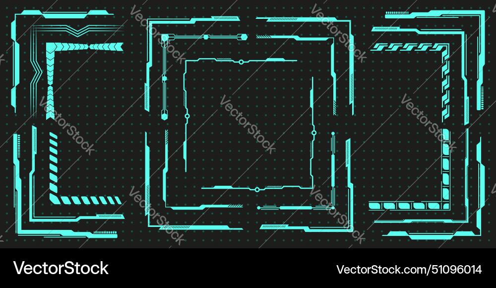 Geometric trendy y2k ui frame element set Vector Image