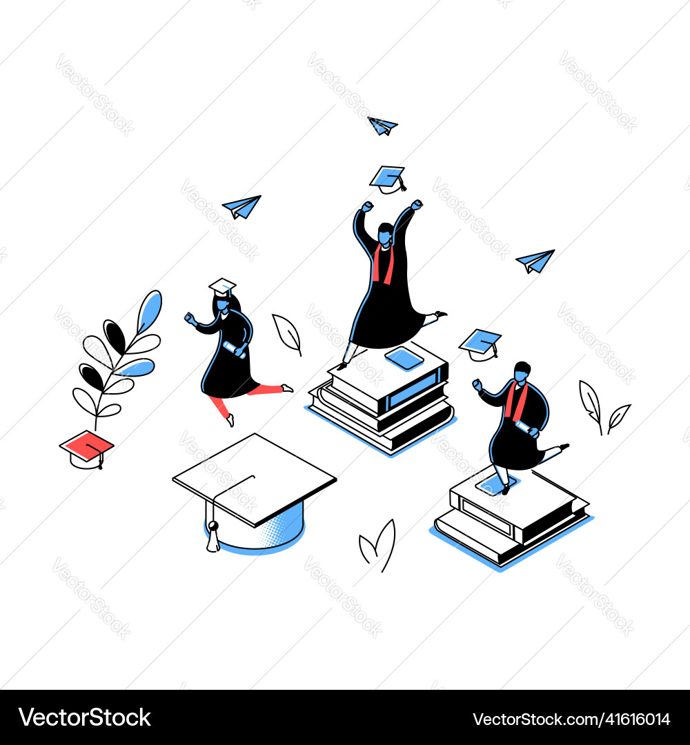 Graduation concept - modern line isometry design Vector Image
