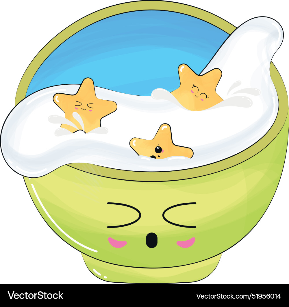 Happy cute bowl cartoon Royalty Free Vector Image