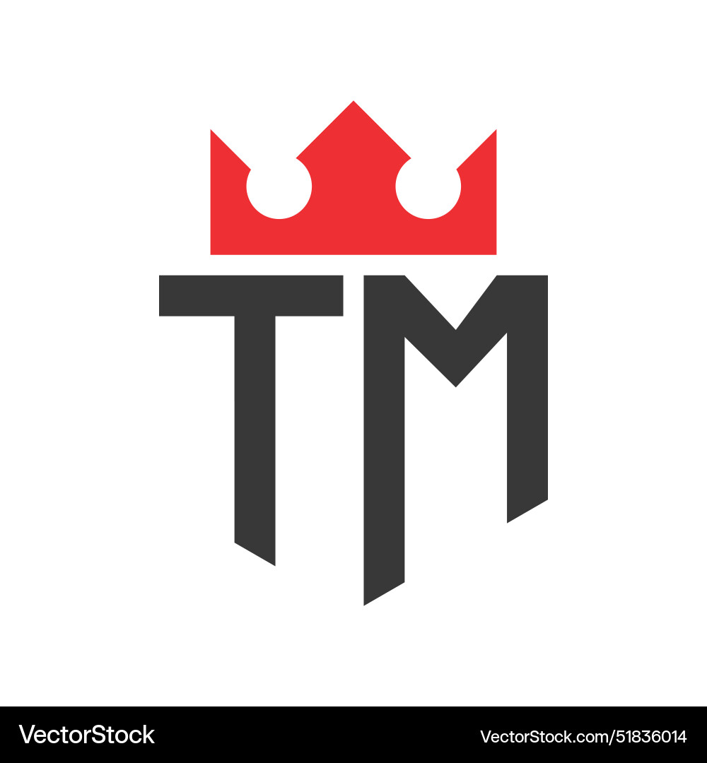 Letter tm crown logo Royalty Free Vector Image