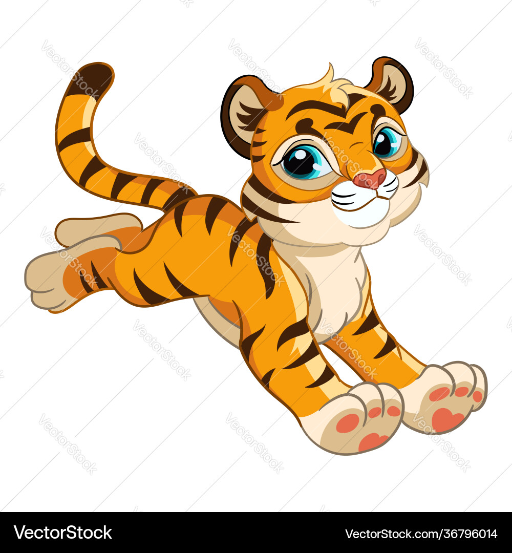 Little jumping tiger cartoon character Royalty Free Vector