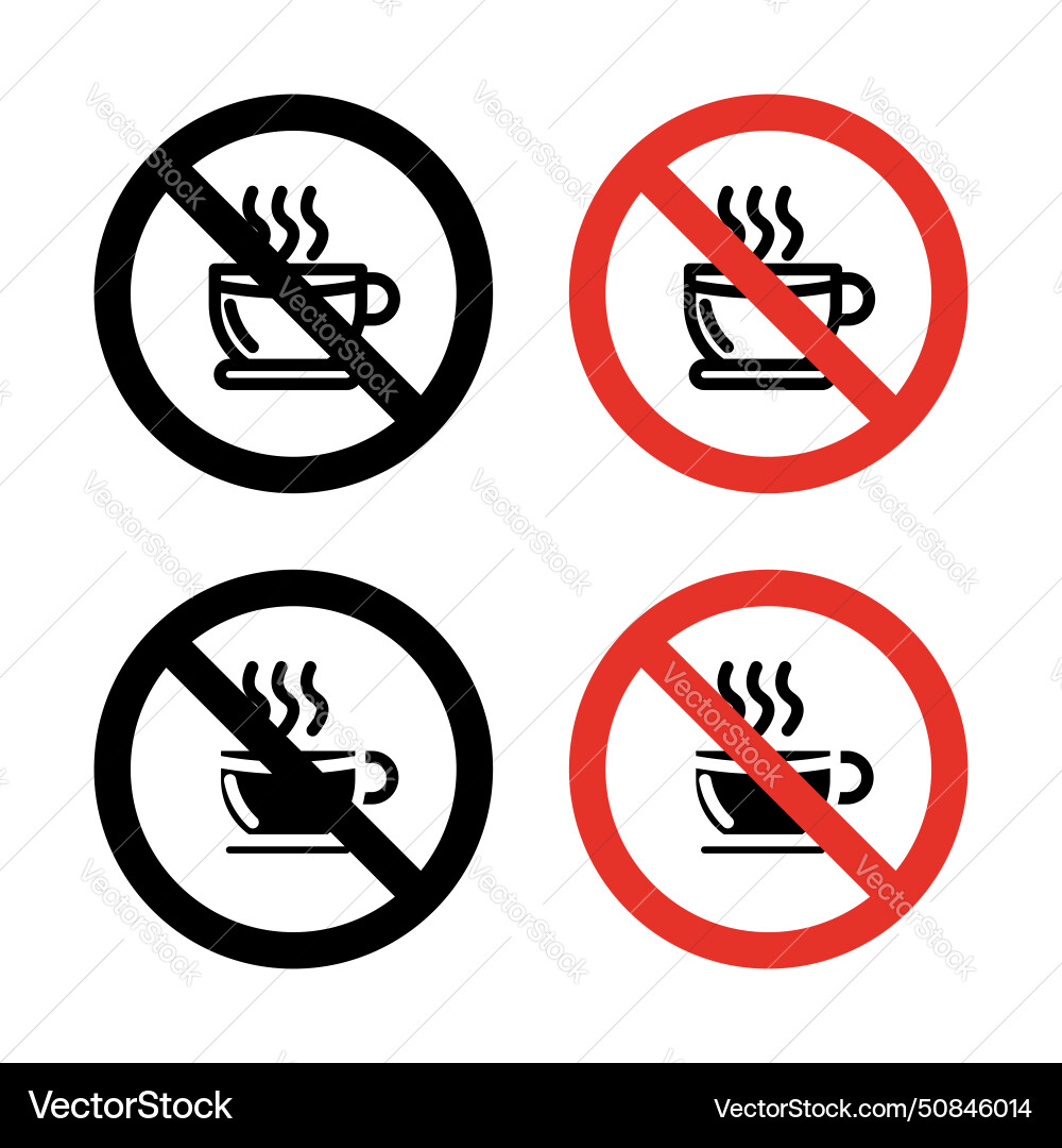 No coffee cup sign icon set prohibition Royalty Free Vector