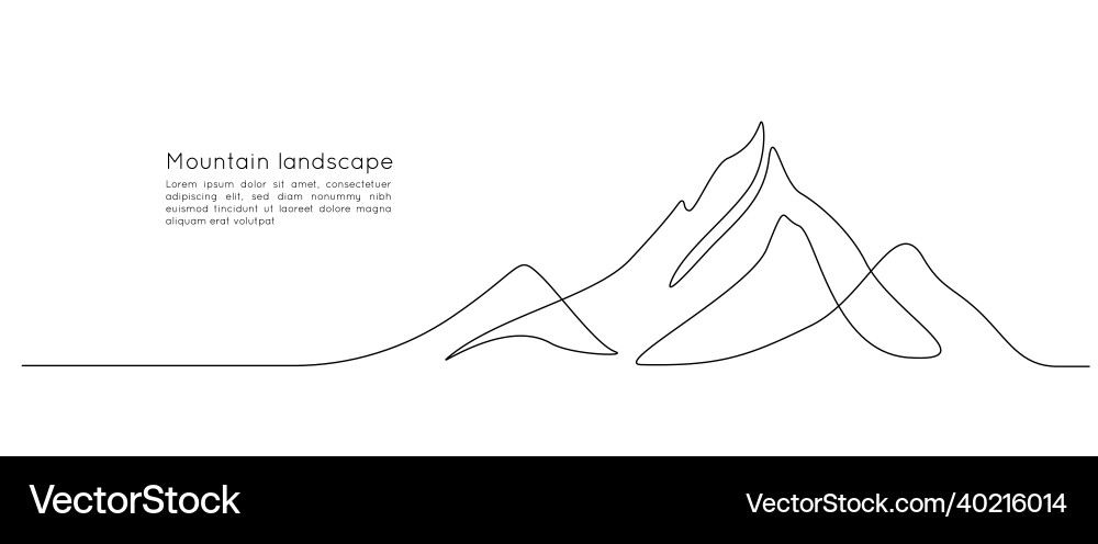 One continuous line drawing of mountain range Vector Image