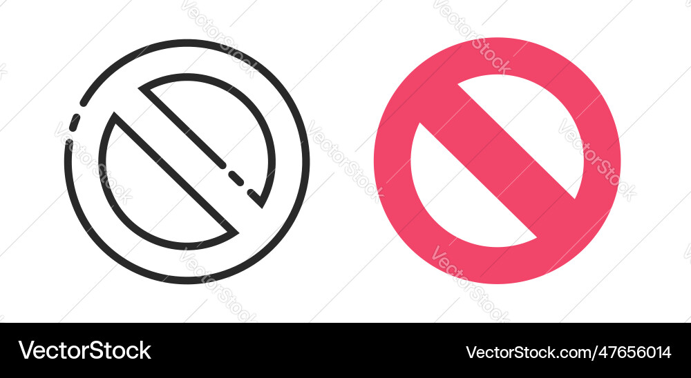 Prohibit sign circle simple red line outline art Vector Image