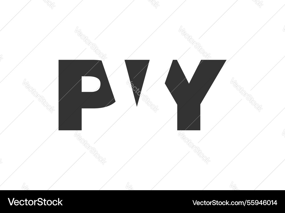 Pvy logo design initial letter p v y bold font Vector Image