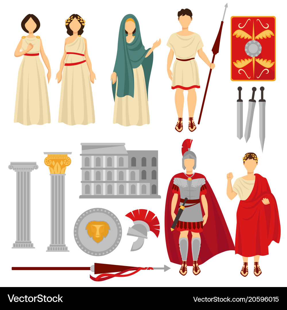 Ancient Rome Figures & Architecture Royalty Free Vector