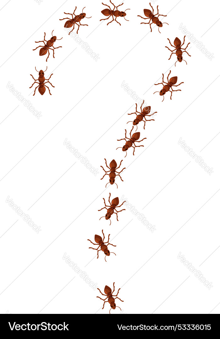 Ants forming a question mark on white background Vector Image