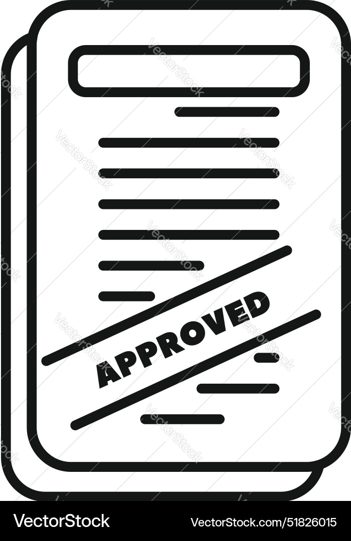 Approved document with stamp showing agreement Vector Image
