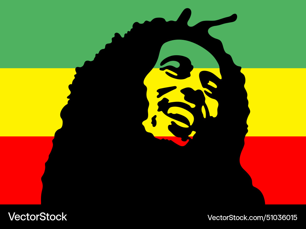 Bob marley stencil portrait Royalty Free Vector Image