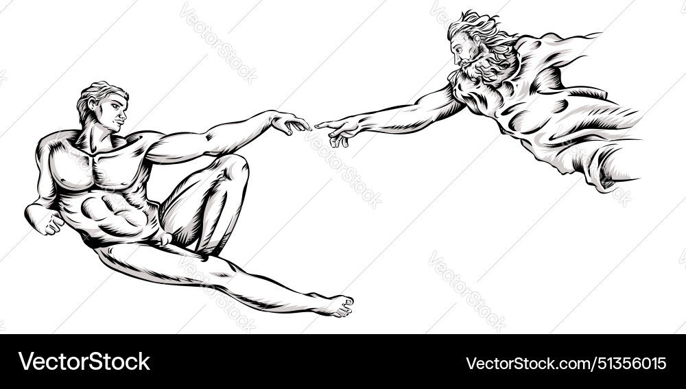 Creation of adam hand drawn on white background Vector Image Creation of adam hand drawn on white background Vector Image