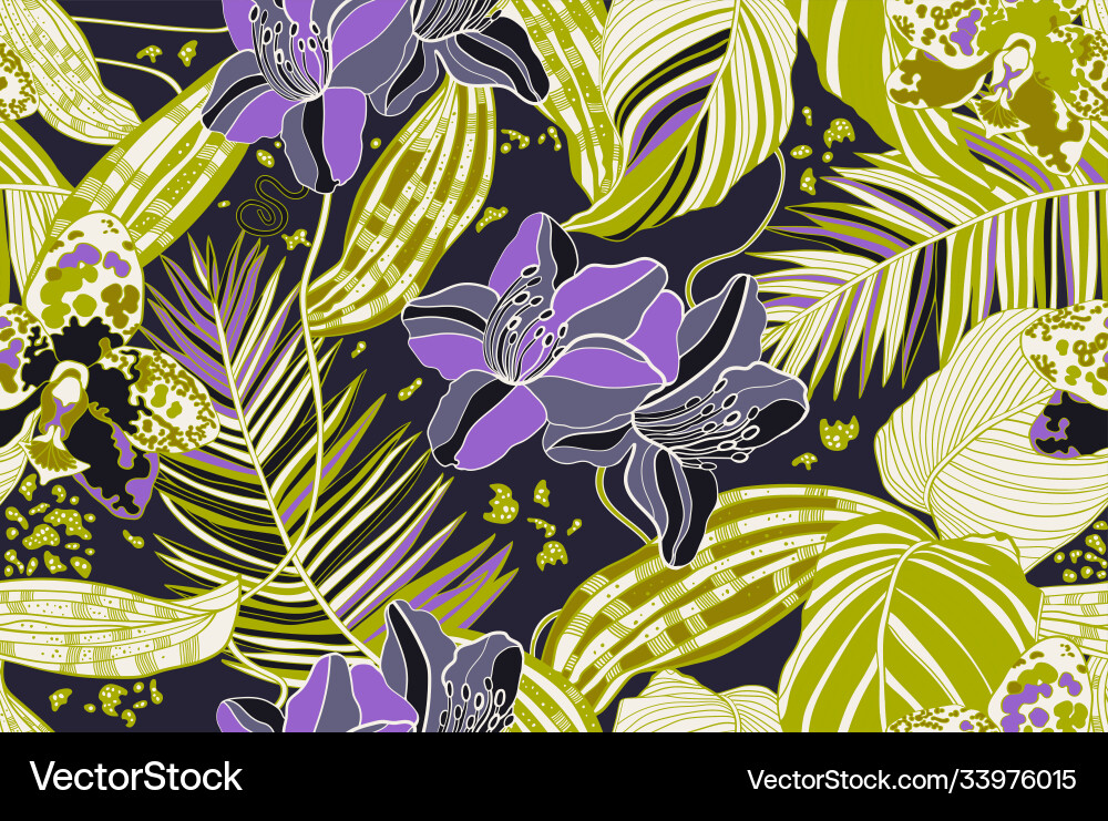 Jungle bright flowers Royalty Free Vector Image