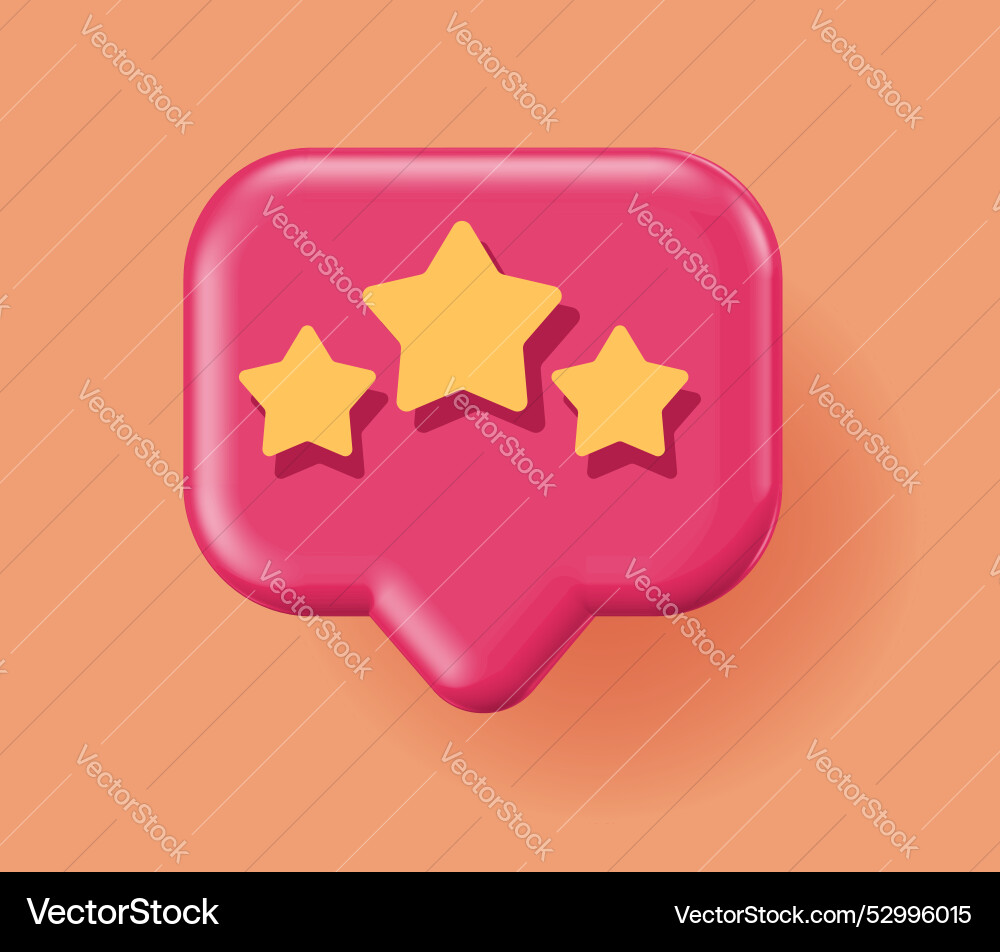 Review rating bubble icon 3d graphic red Vector Image