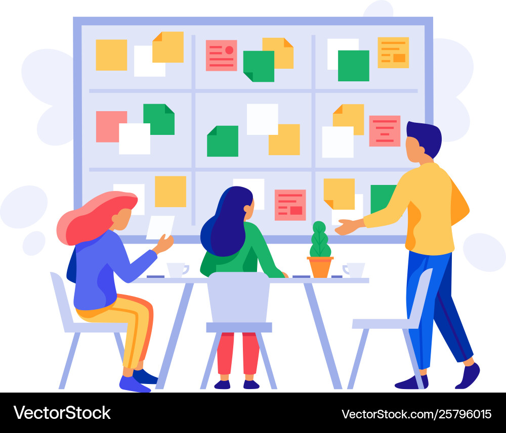 Team Kanban Board Workflow Royalty Free Vector Image