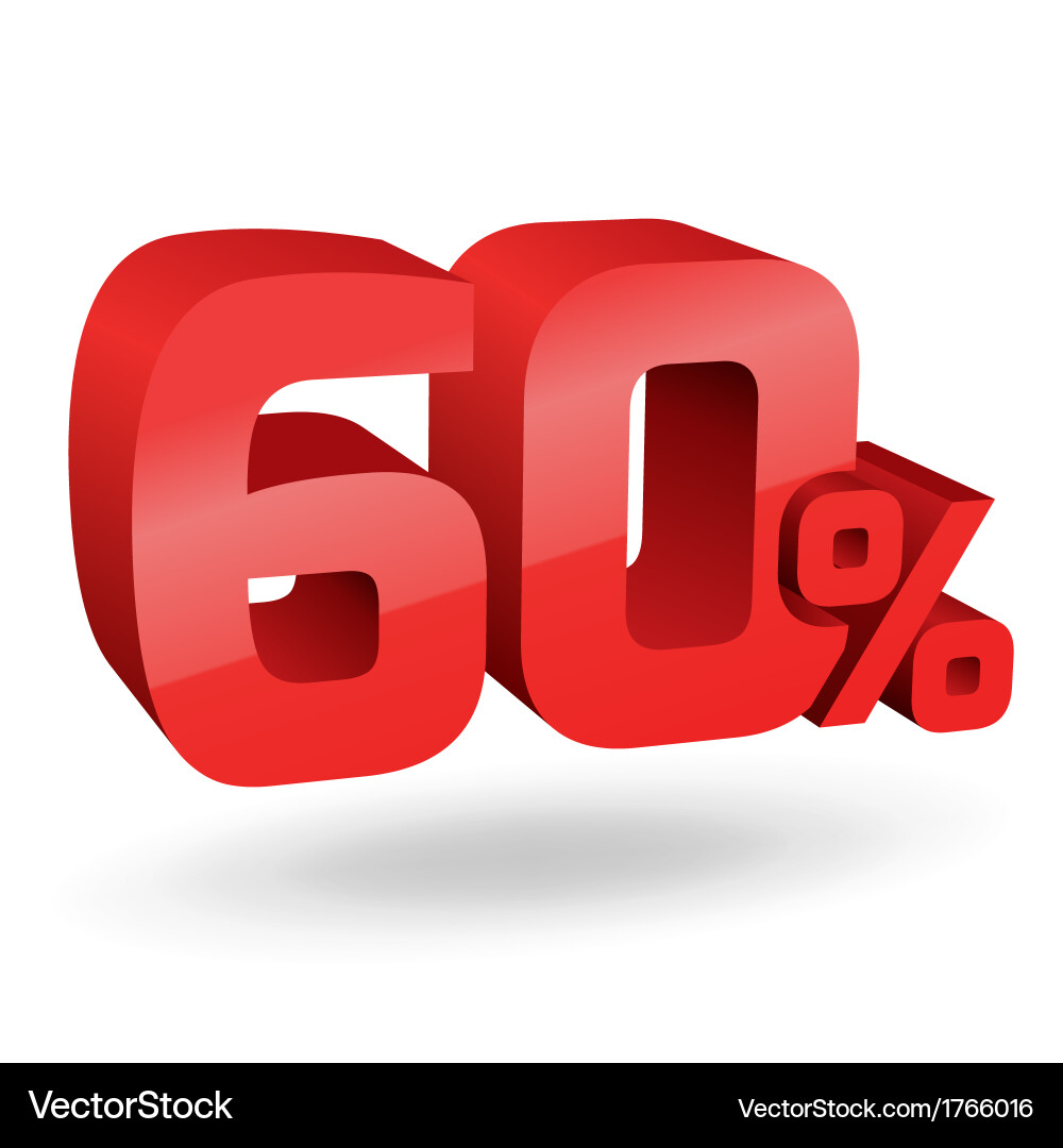 60 percent digits Royalty Free Vector Image - VectorStock
