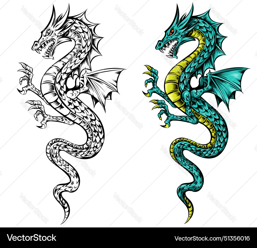 Angry dragon cartoon collection Royalty Free Vector Image