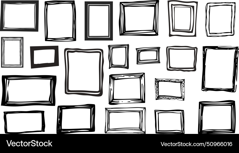 Black doodle empty frames frame decorative grunge Vector Image