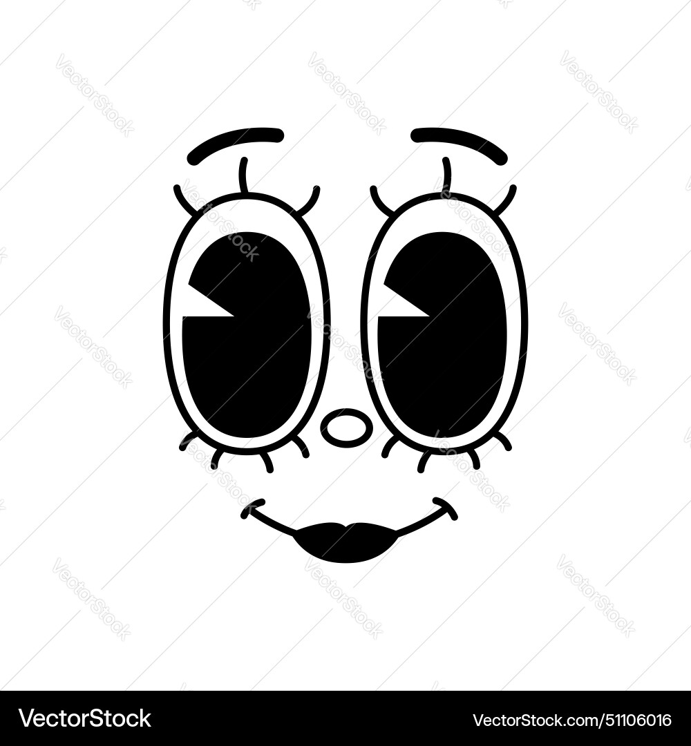 Cartoon funny comic groovy smile face emotion Vector Image