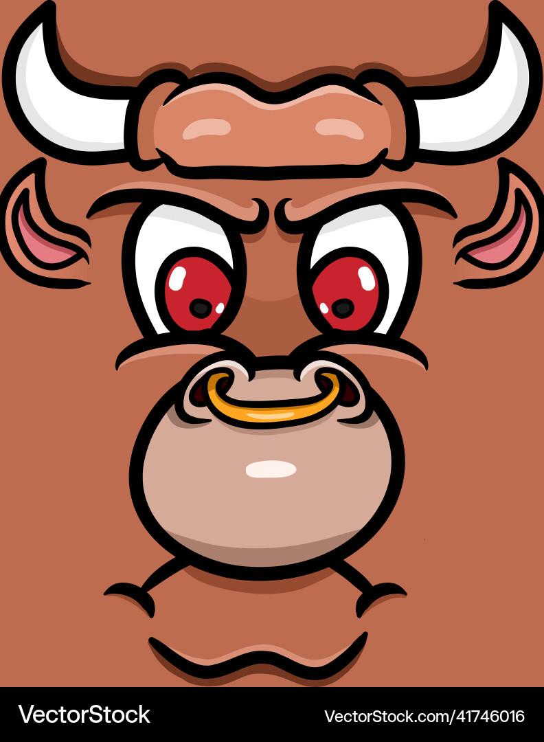 Cute cartoon bull face with angry expression clip Vector Image