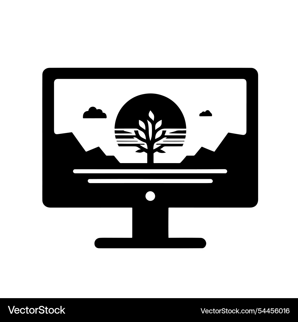 Desktop screen displaying nature scene Royalty Free Vector
