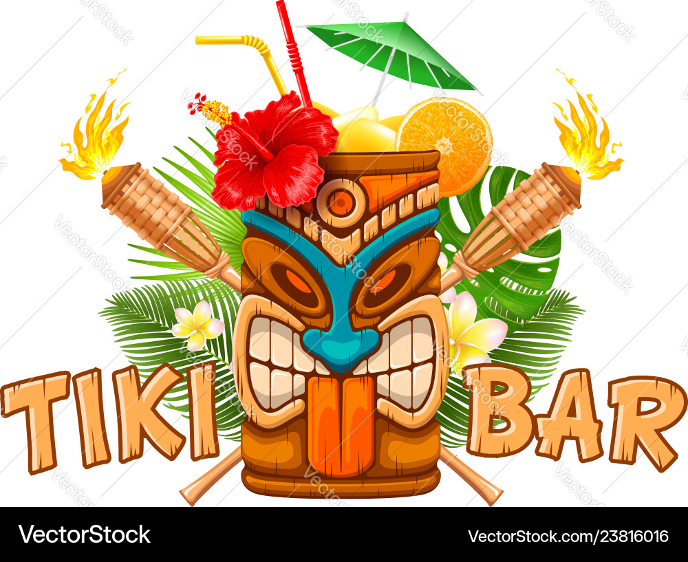 Emblem of tiki bar Royalty Free Vector Image - VectorStock