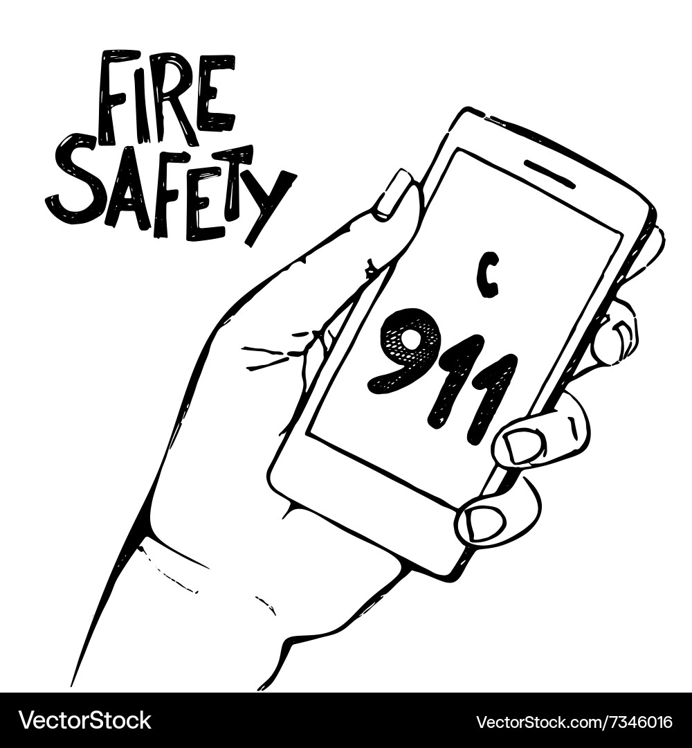 Hand holding mobile phone with number 911 Vector Image