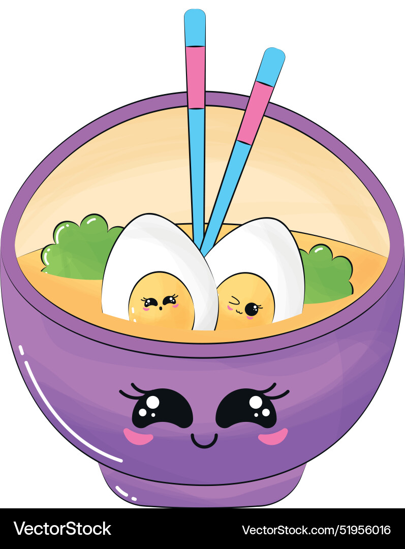 Happy cute bowl cartoon Royalty Free Vector Image