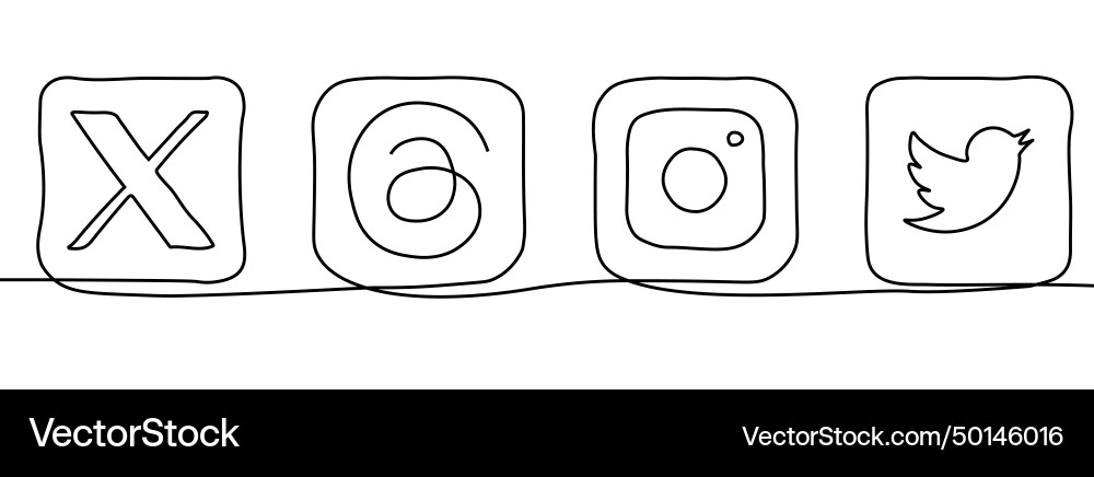 Instagram threads twitter and new icons Royalty Free Vector