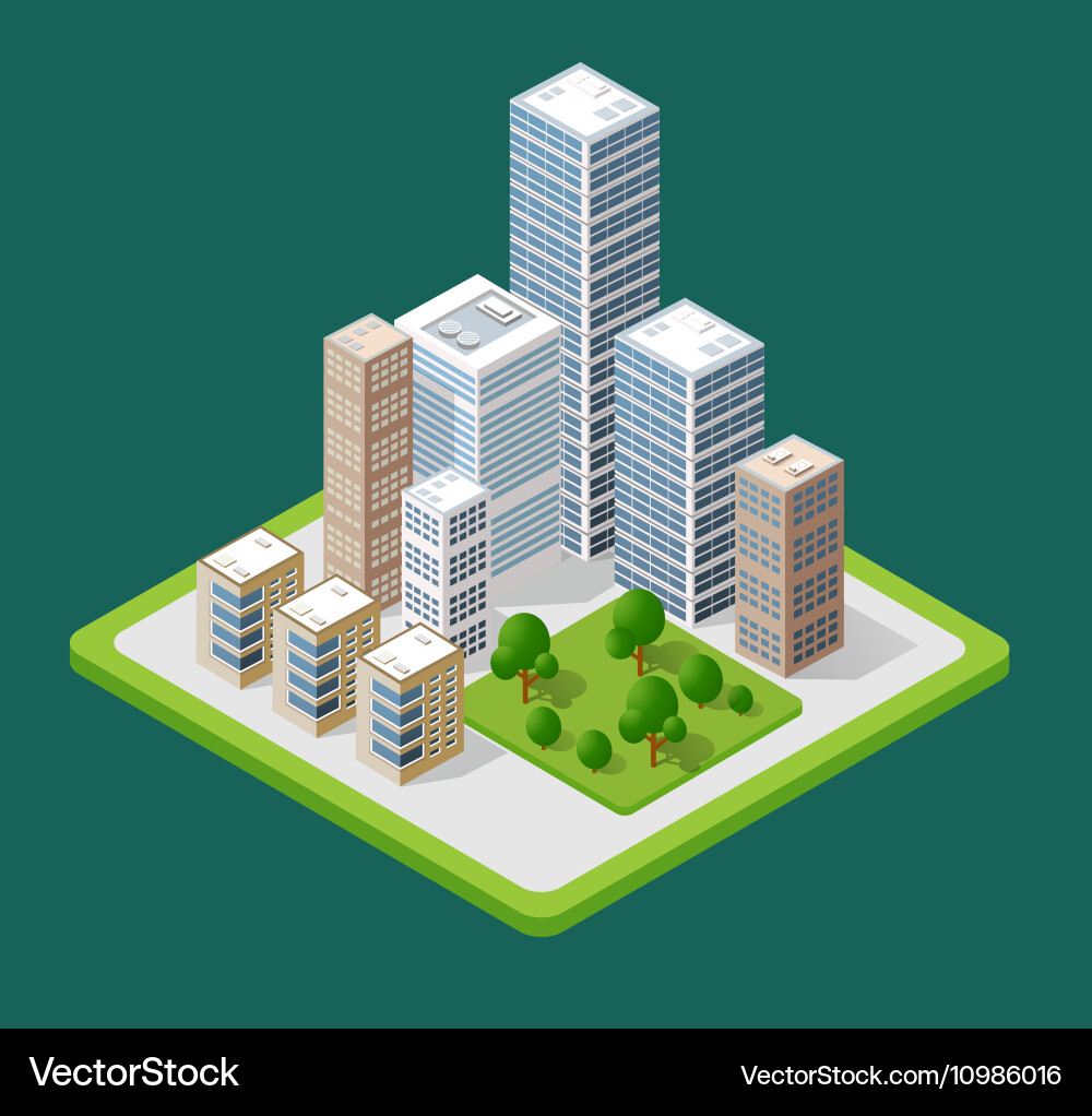 Isometric 3d city icons Royalty Free Vector Image
